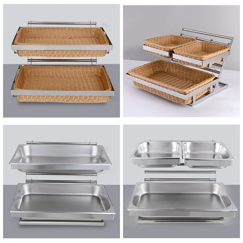 Buffet Equipment Stainless Steel 2 Layers Snack Stand And Buffet Food ...