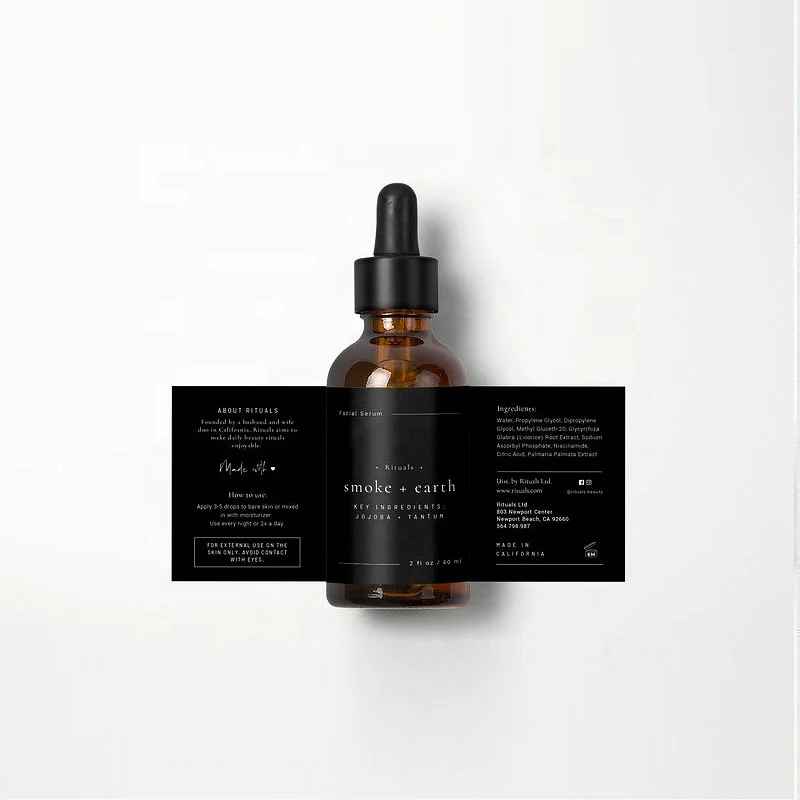 Manufacture Custom Beard Oil Bottle Label Template Vial Label Sticker 