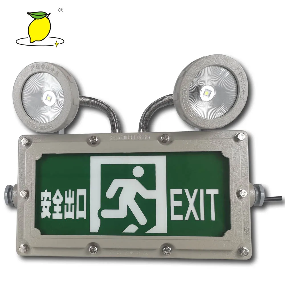 Explosion Proof Led Emergency Exit Sign Light With Twin Spot Light ...