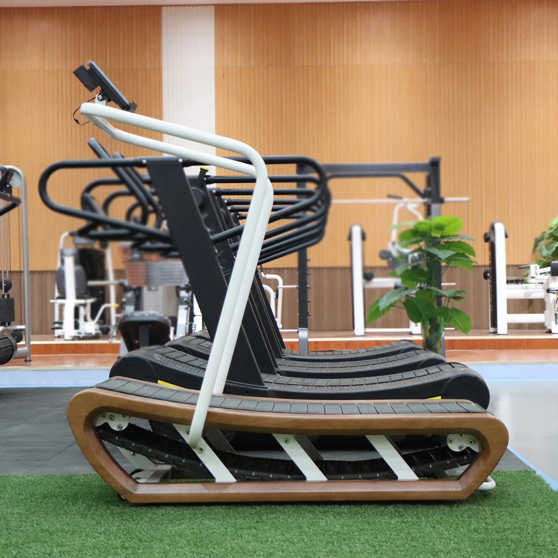 LAND Home-Use Walking Machine - Wooden Curved Treadmill