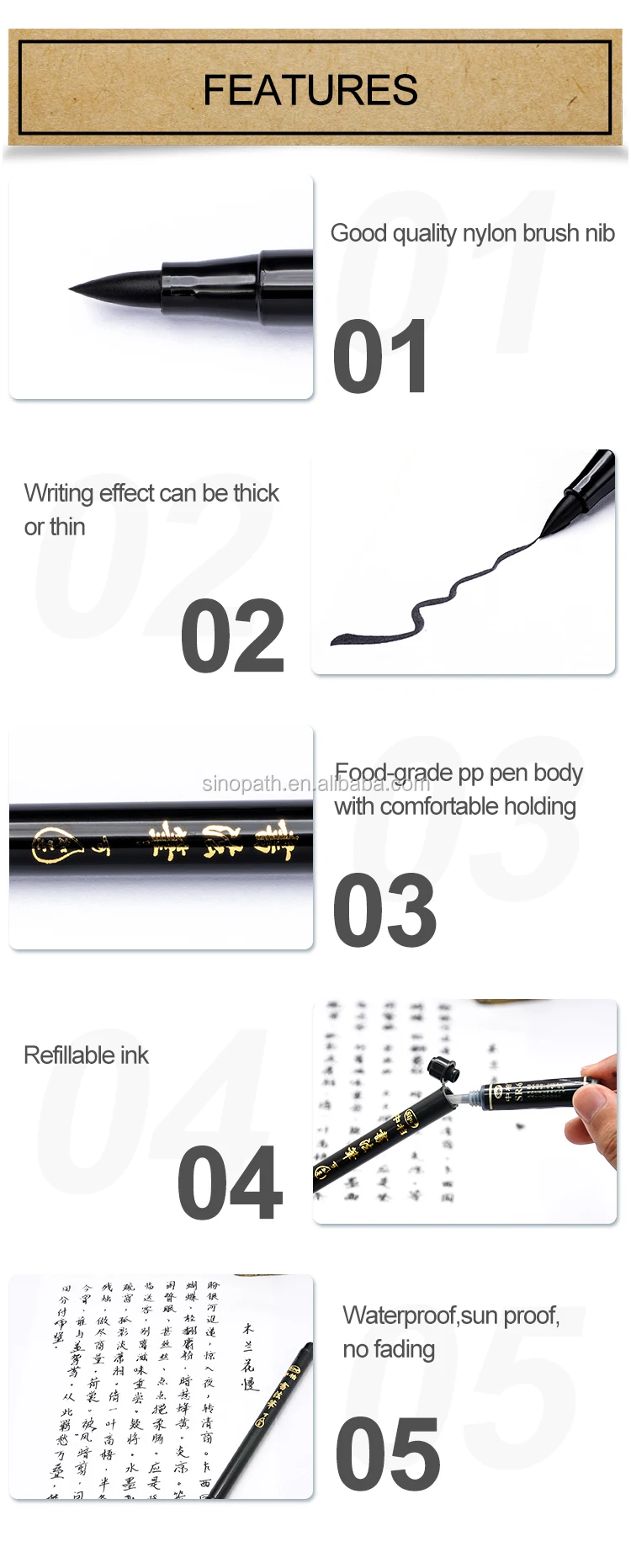 SIPA SB001 Refillable Ink Calligraphy Pen Set for Practice