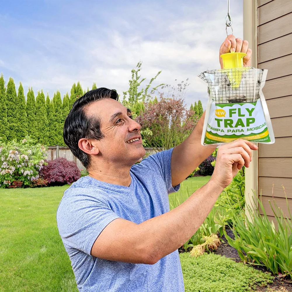 Solid Disposable Outdoor Hanging Fly Trap Big Plastic Bag with Natural ...