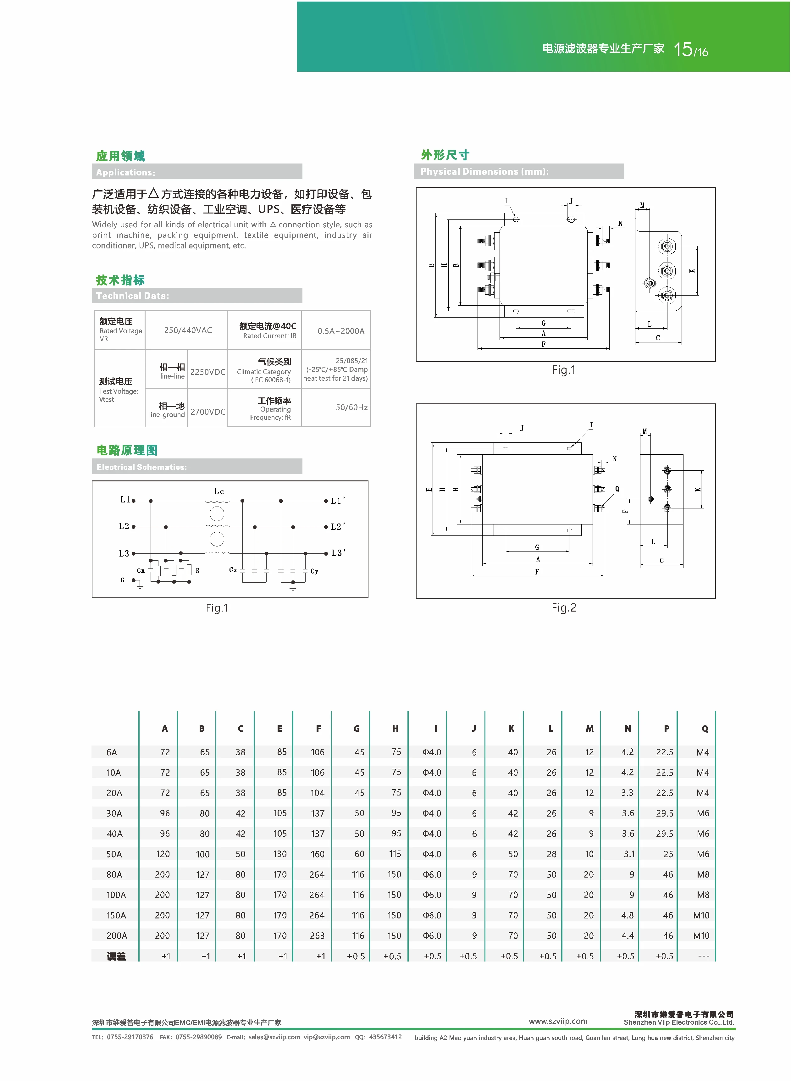VIIP Three-phase four-wire EMI/EMC/RFI filter high voltage versions ...