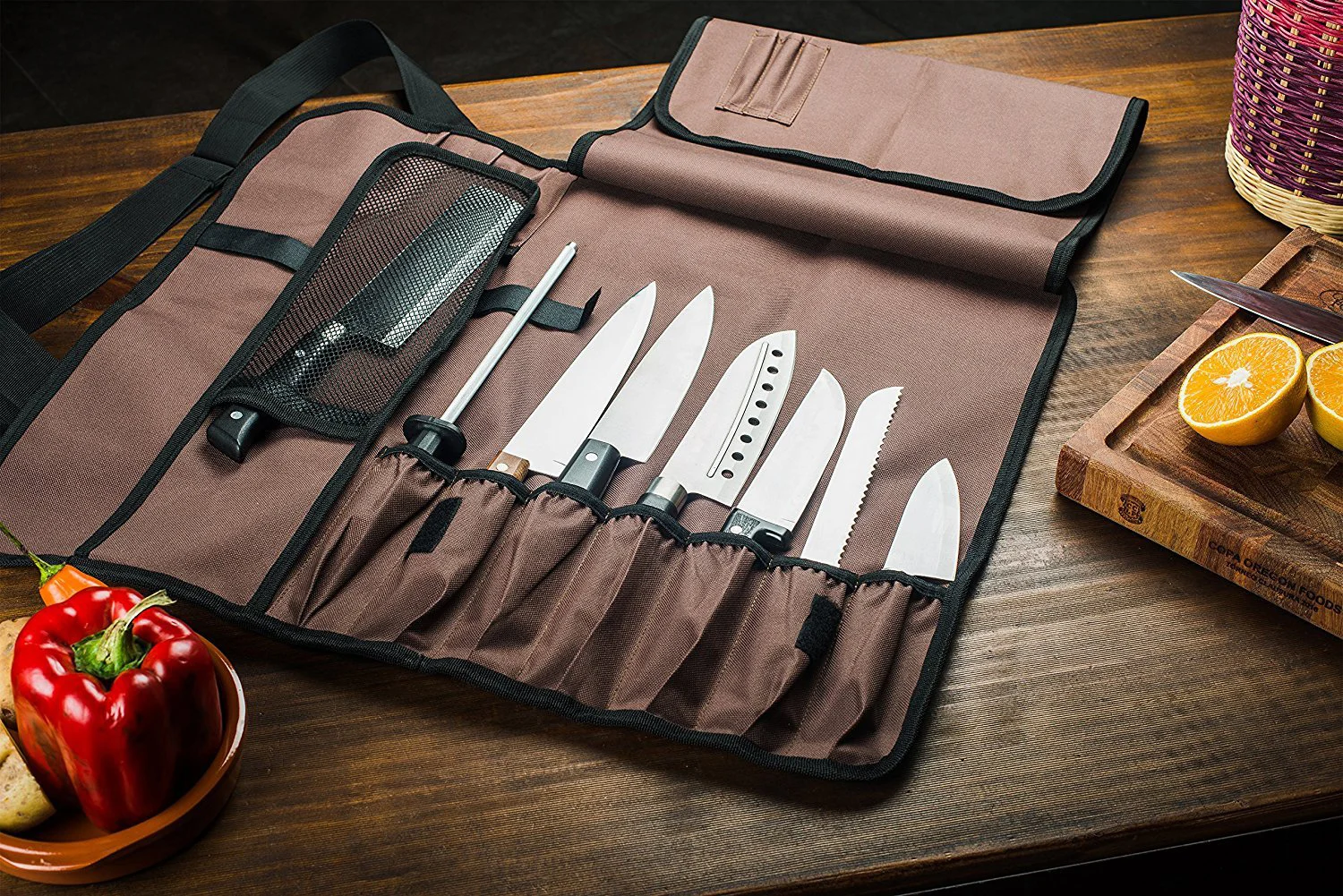 Chef Knife Roll Bag (14 Slots)holds 10 Knives,1 Meat Cleaver And 3 ...