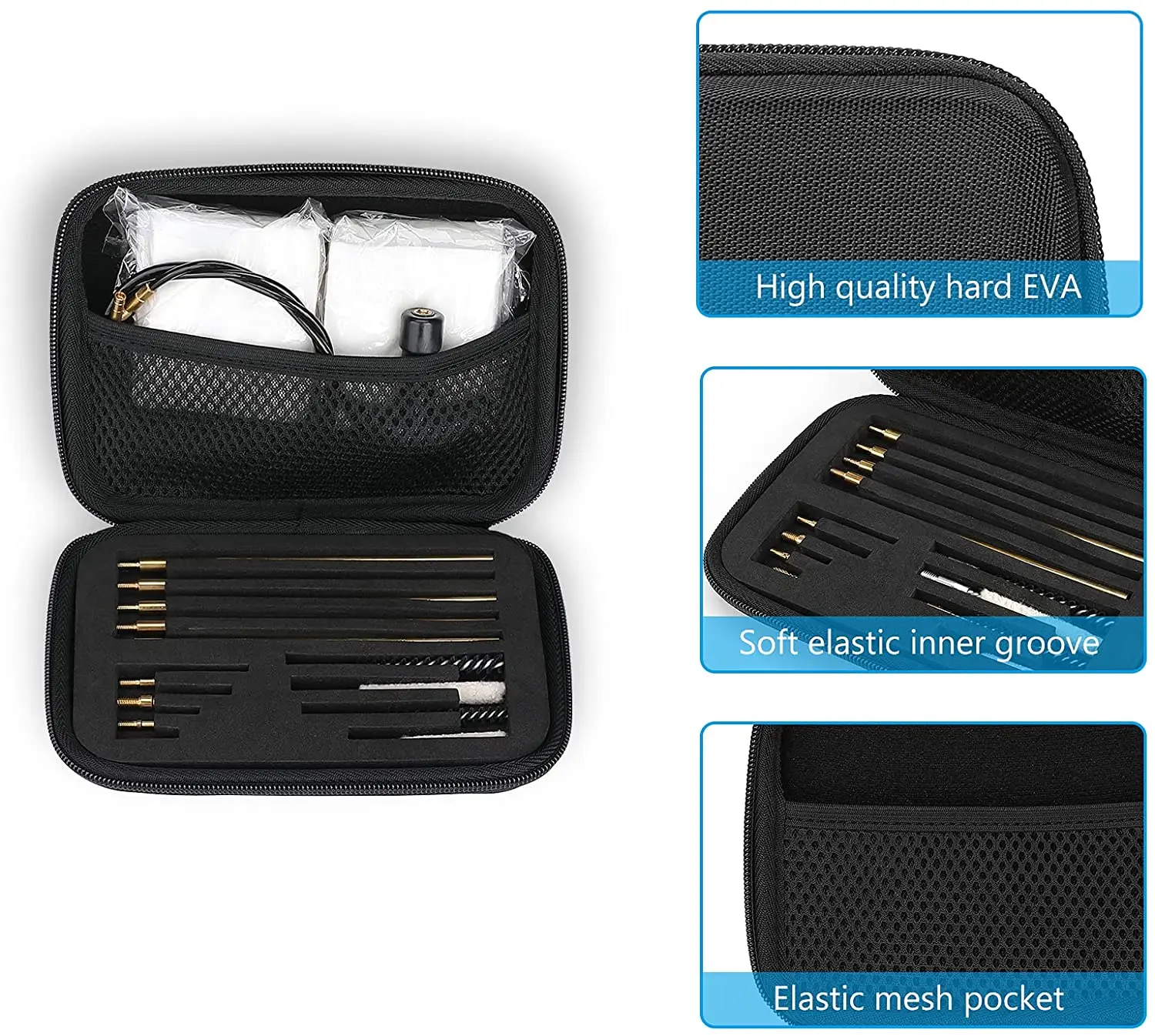 17-piece Portable Gun Cleaning Kit .177 & .22 Cal Bore Cleaning Brushes ...