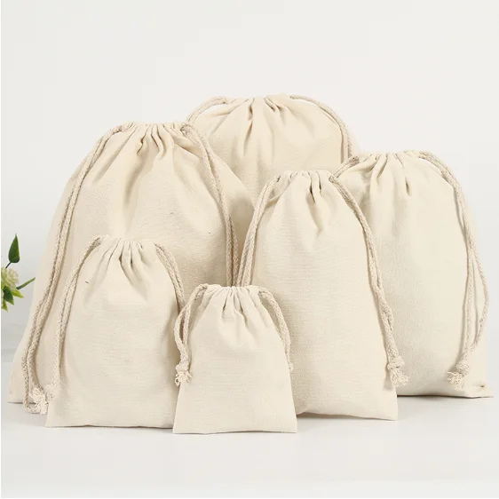 Personalized Colorful Canvas Drawstring Bags - Eco-friendly