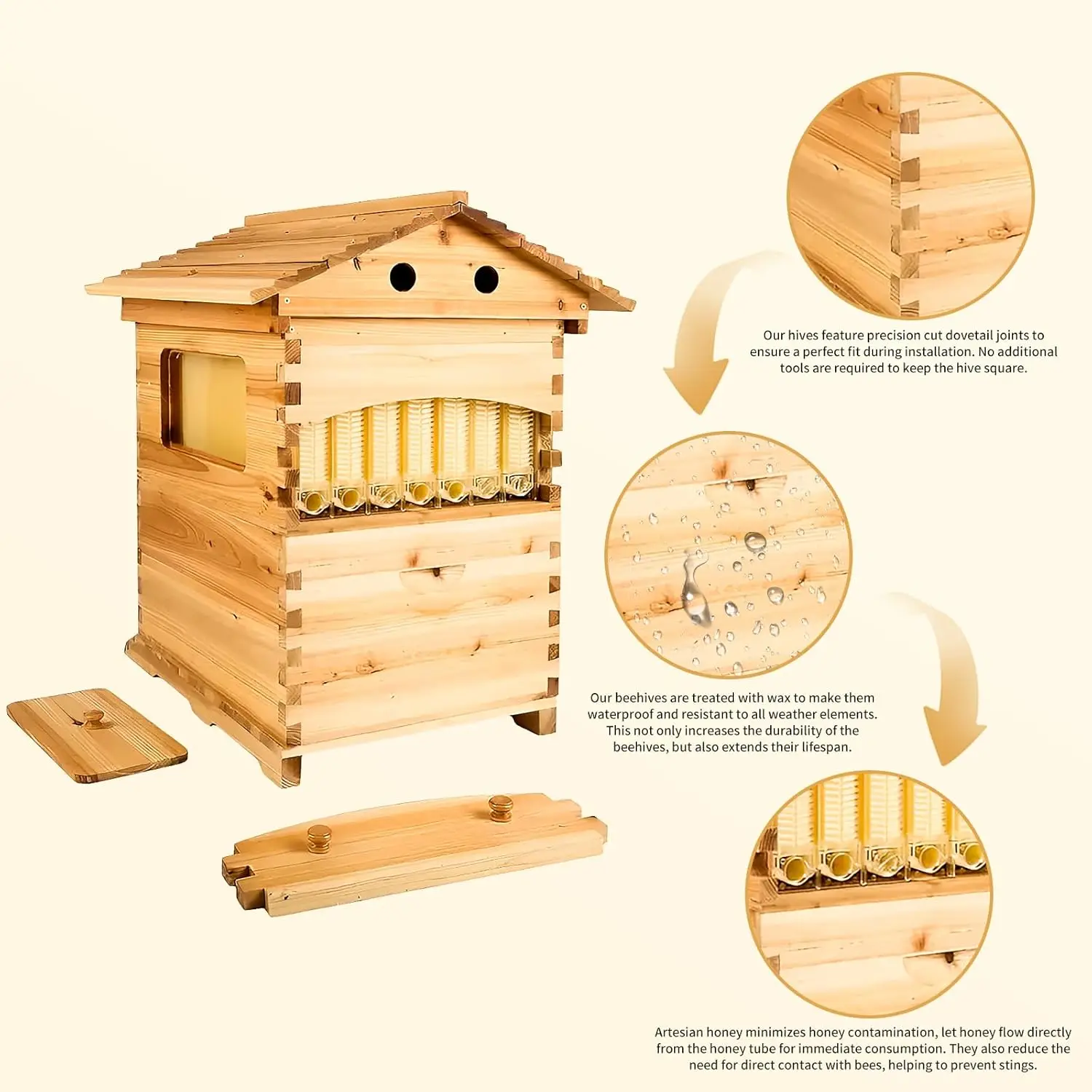 Full Set 7PCS Bee Hive Honey Hive Frame Chinese Fir Wood