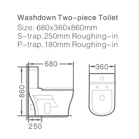 Saudi Arabia Arabic Toilet 2-Piece - Ceramic, Dual-flush