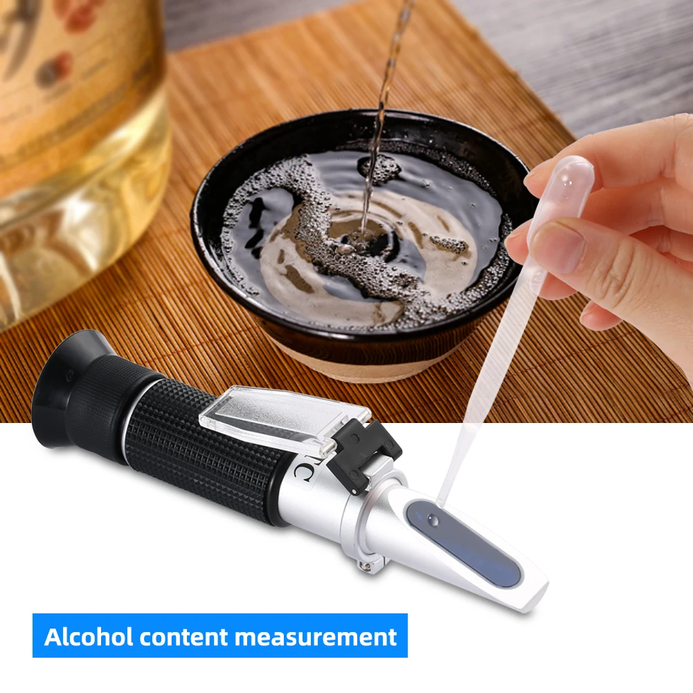 Hand Held 0-80% Alcohol Refractometer Atc Spirits Tester Alcoholometer ...