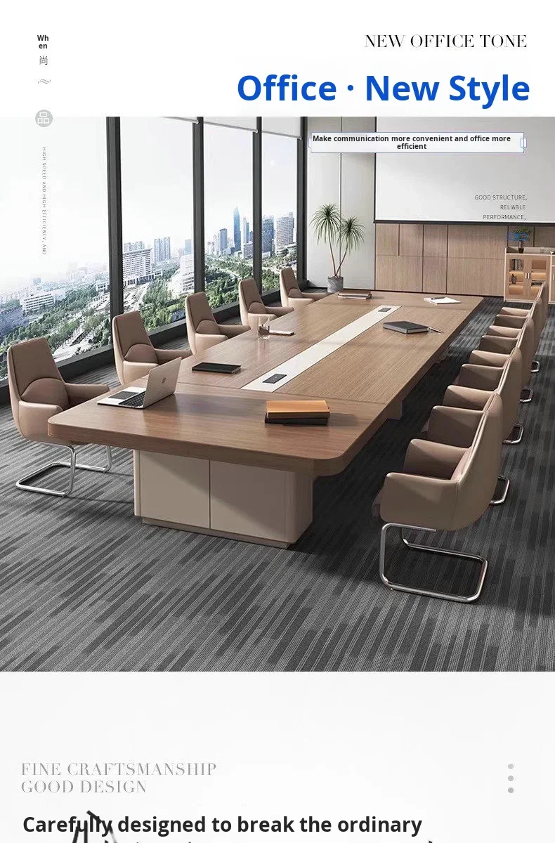 Modern Bamboo Conference Table Long Table Large Meeting Room Chair ...
