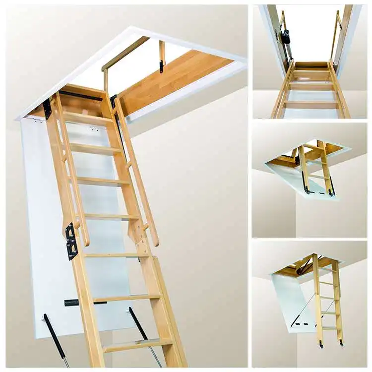 Retractable Wooden Loft Ladder Staircase Stair Folding For Attic - Buy ...
