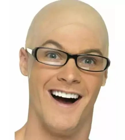 Bald Head Skinhead Wig Cap Latex Fake Bald Head Clown Mens Ladies Baldy ...