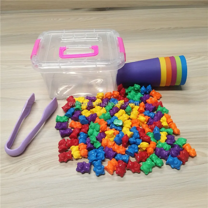 Montessori Toys Plastic Colorful Counting Bears With Matching Sorting ...