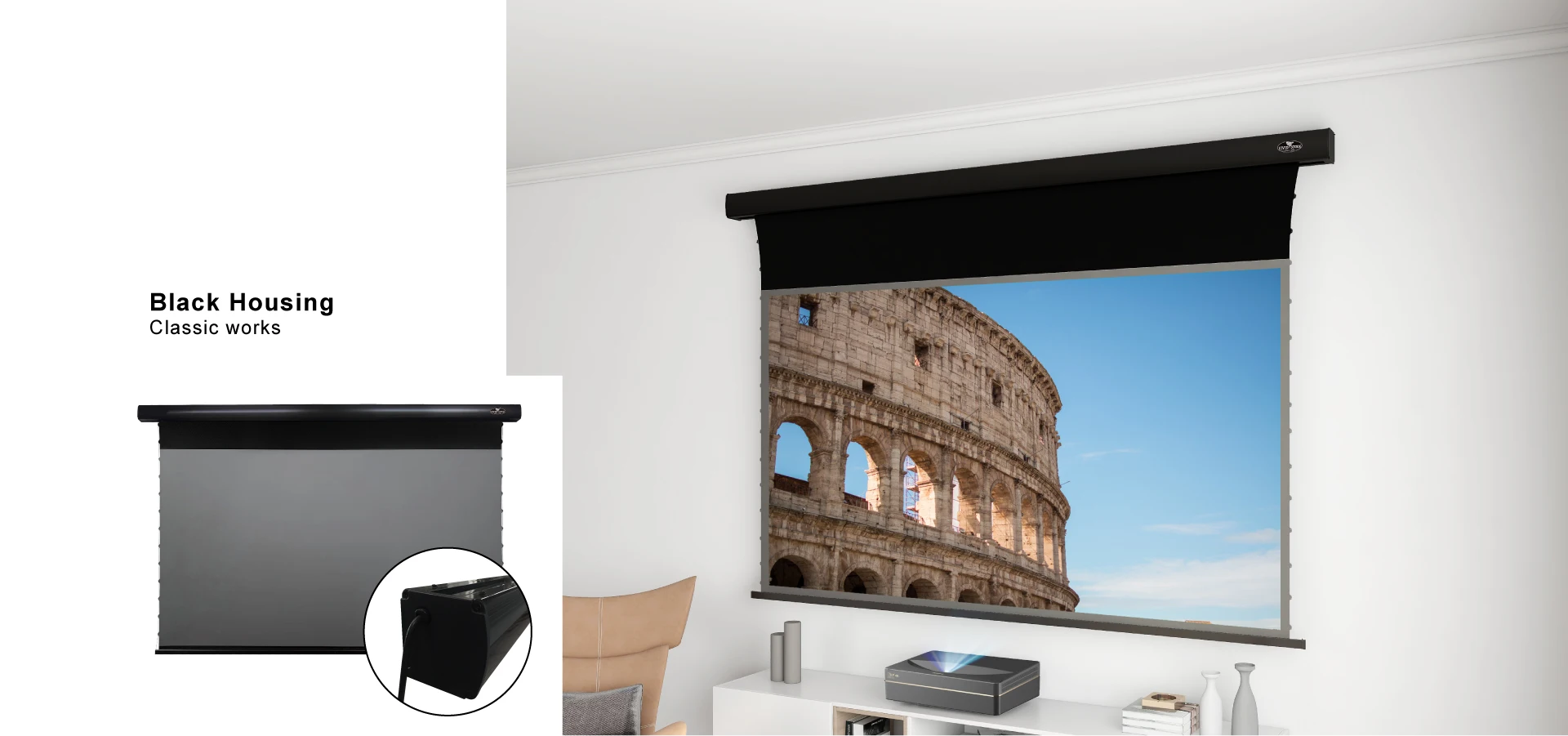 Vividstorm 120 Inch Pro Slimline Motorized Drop Down Screen Ust ...