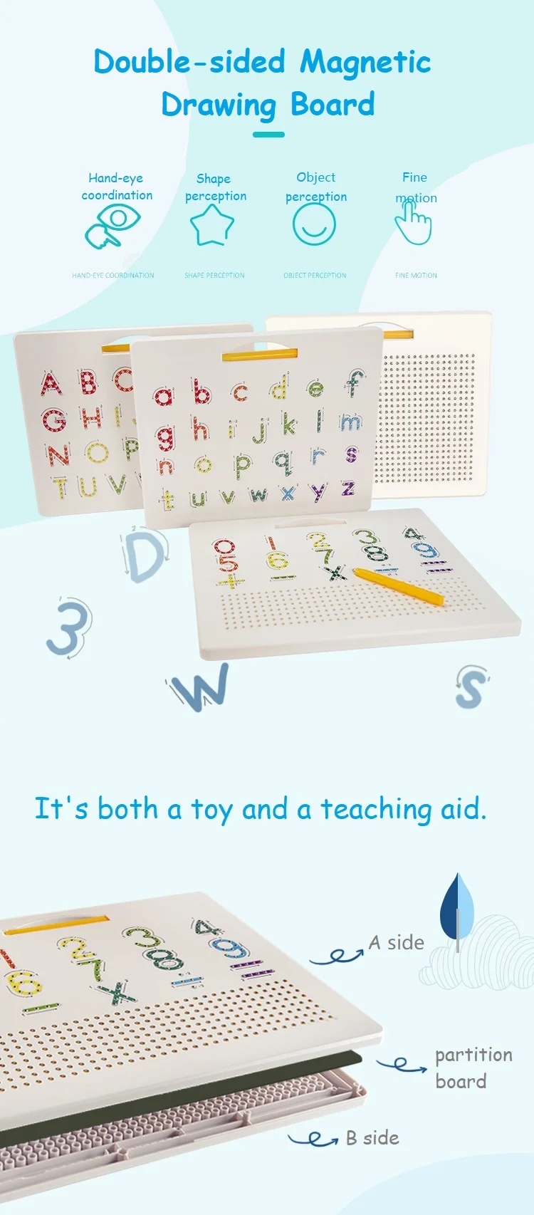 Educational Magnetic Pad Magnetic Letters Writing Drawing Board ...