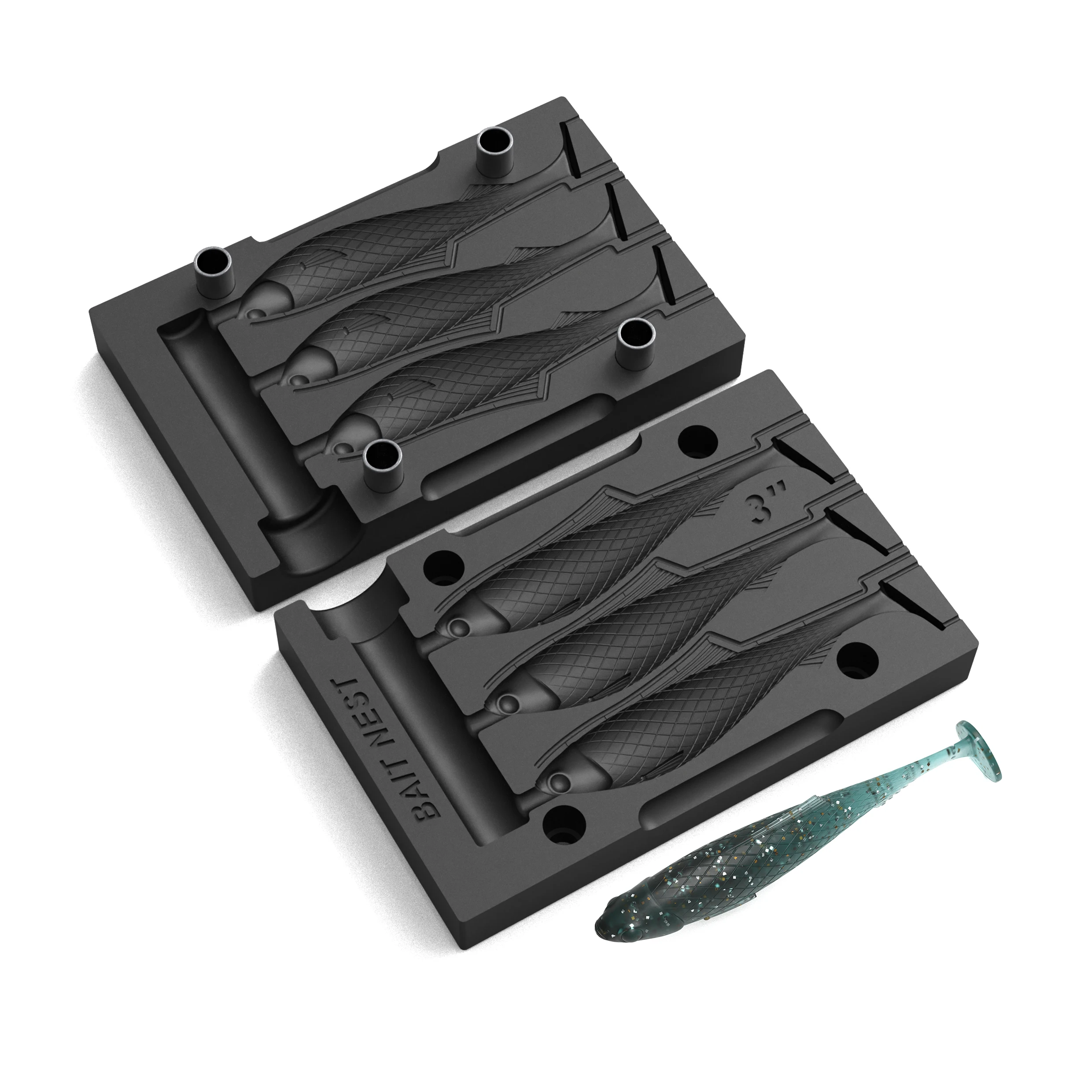 Soft Plastic Lure Mold | 3-cavity T-Tail Swimbait Injection Mold | OEM ...