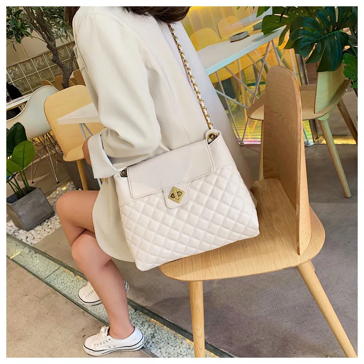 Luxury Brand Designer Big Size Lady Plaid Tote Chain Shoulder Bag Women ...