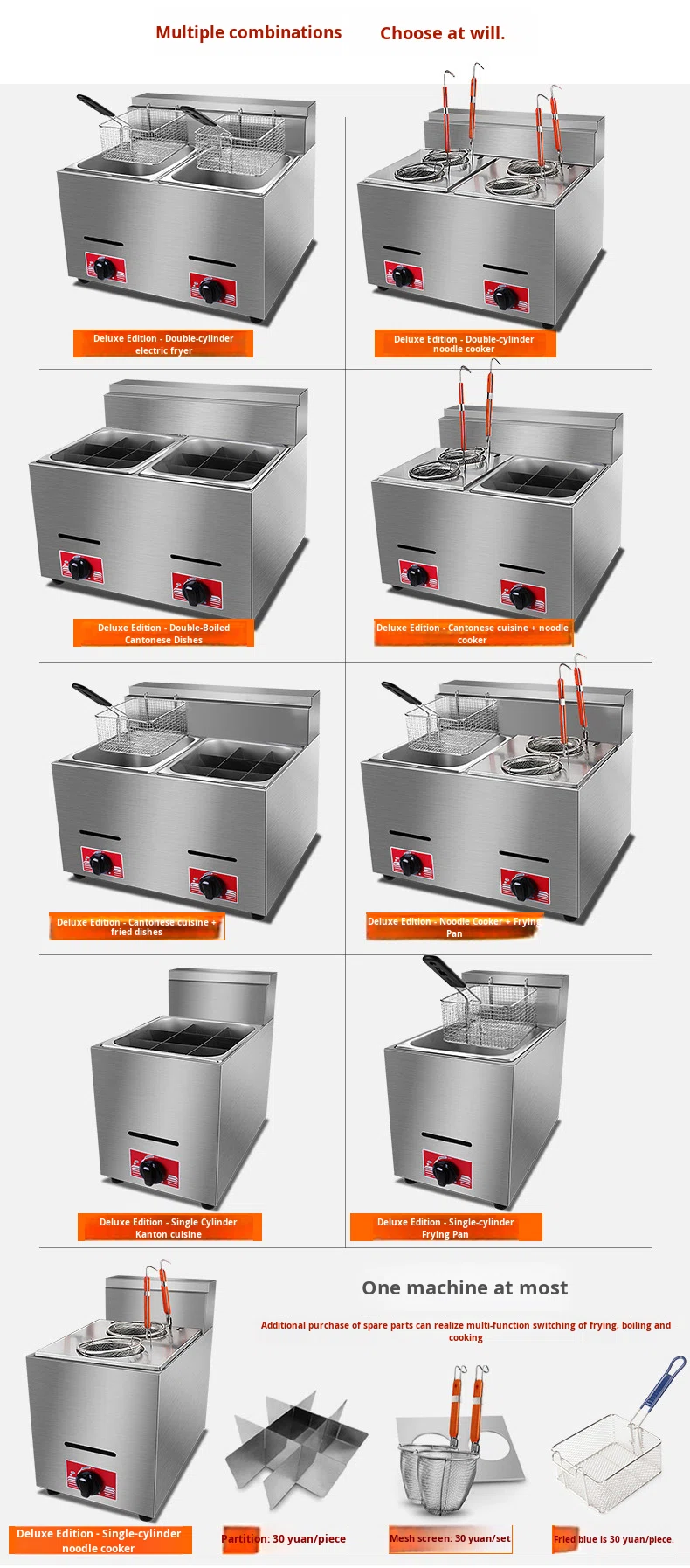 Thickened Stainless Steel Gas Commercial Fryer Single/Double Cylinder ...