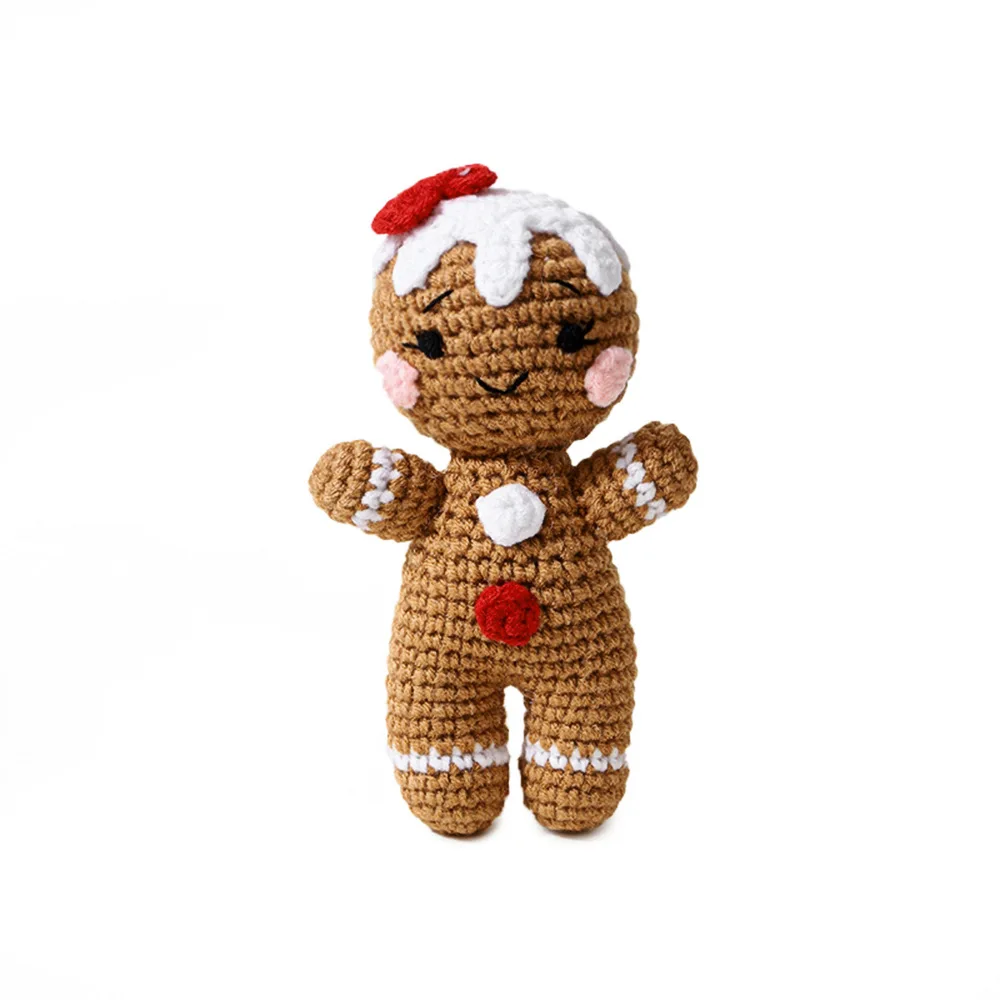 Handmade Christmas Crochet Gingerbread Man Animal Rattle Knitted ...