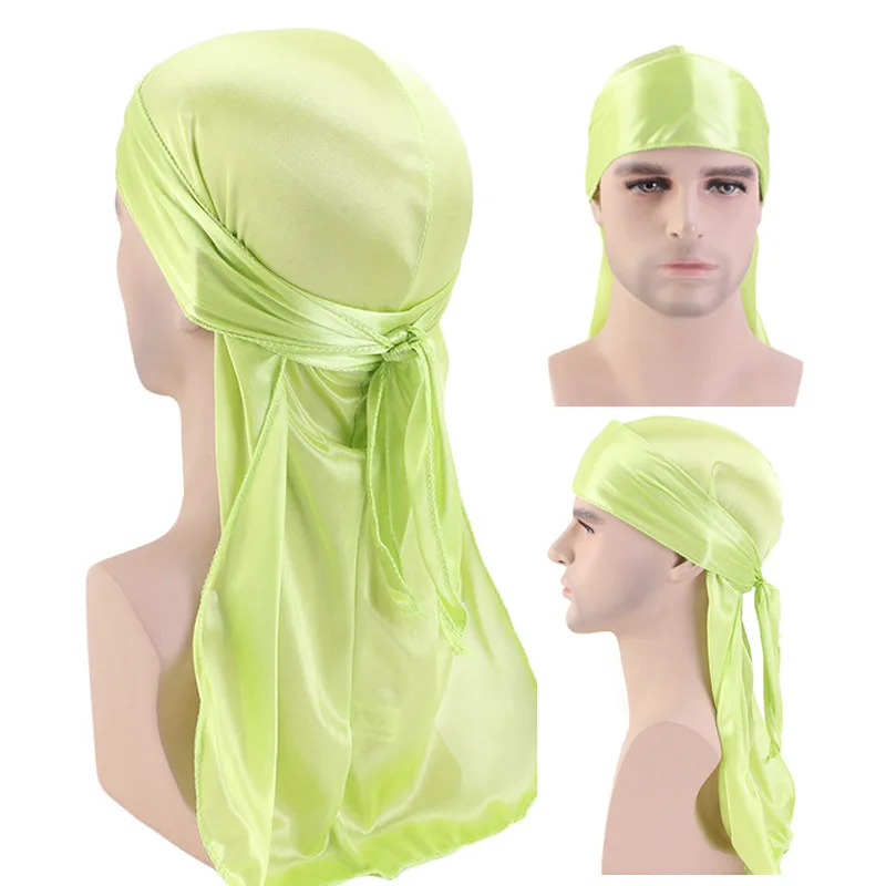 Wholesale Men Women Custom Silk Durags Long Tail Muslim Plain Unisex ...