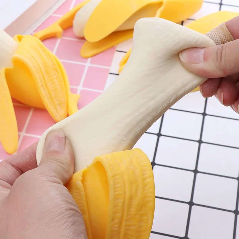 Pt Custom Squishy Toys Soft Stress Relief Rubber Spoof Peeled Banana ...