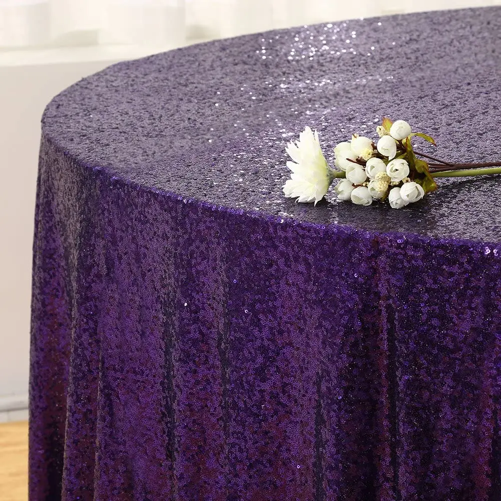 Shop Our Hot Sale Fancy 50 Inch Round Purple Sequin Table Cloth