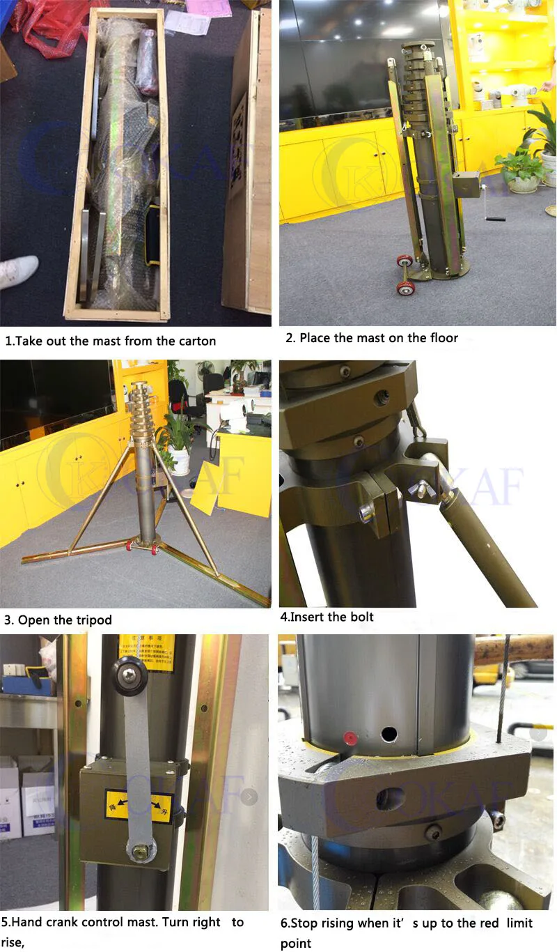 Aluminum Alloy Hand Crank Fast Deployed Telescopic Antenna Mast For ...