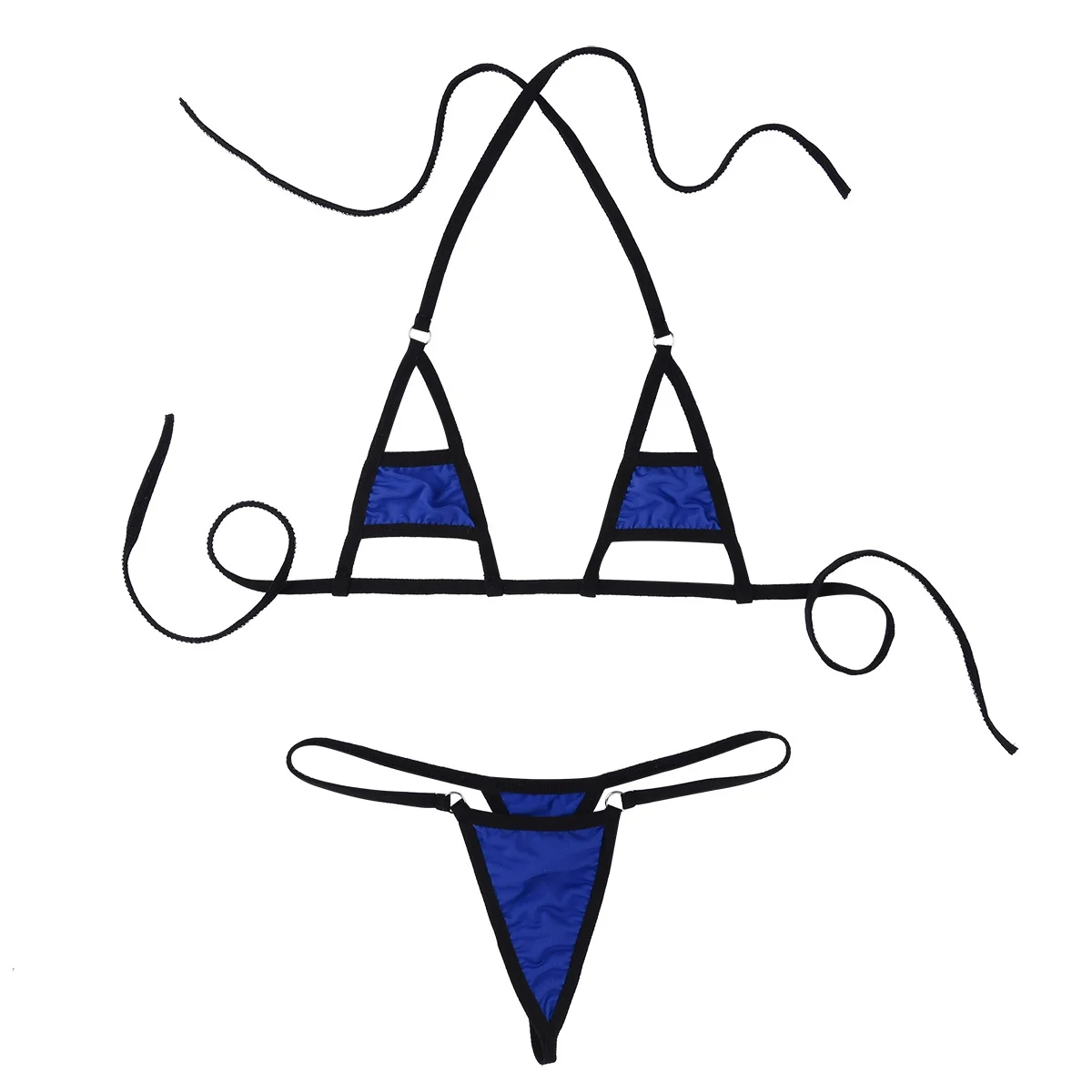 Custom Women Stripe Swimsuit Halter Bra Top With Briefs Lingerie Set G
