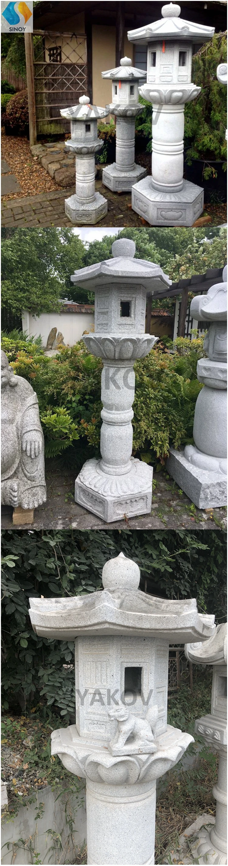 Outdoor Natural Granite Japanese Stone Lanterns for Gardens