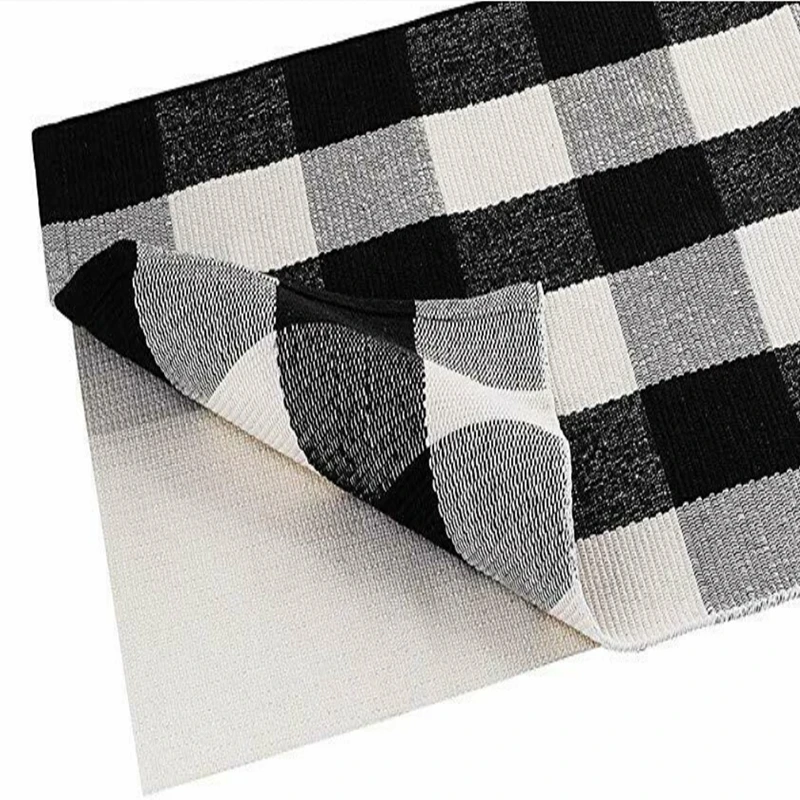 Black and White Buffalo Check Rug Anti-slip Cotton Kitchen Carpets ...
