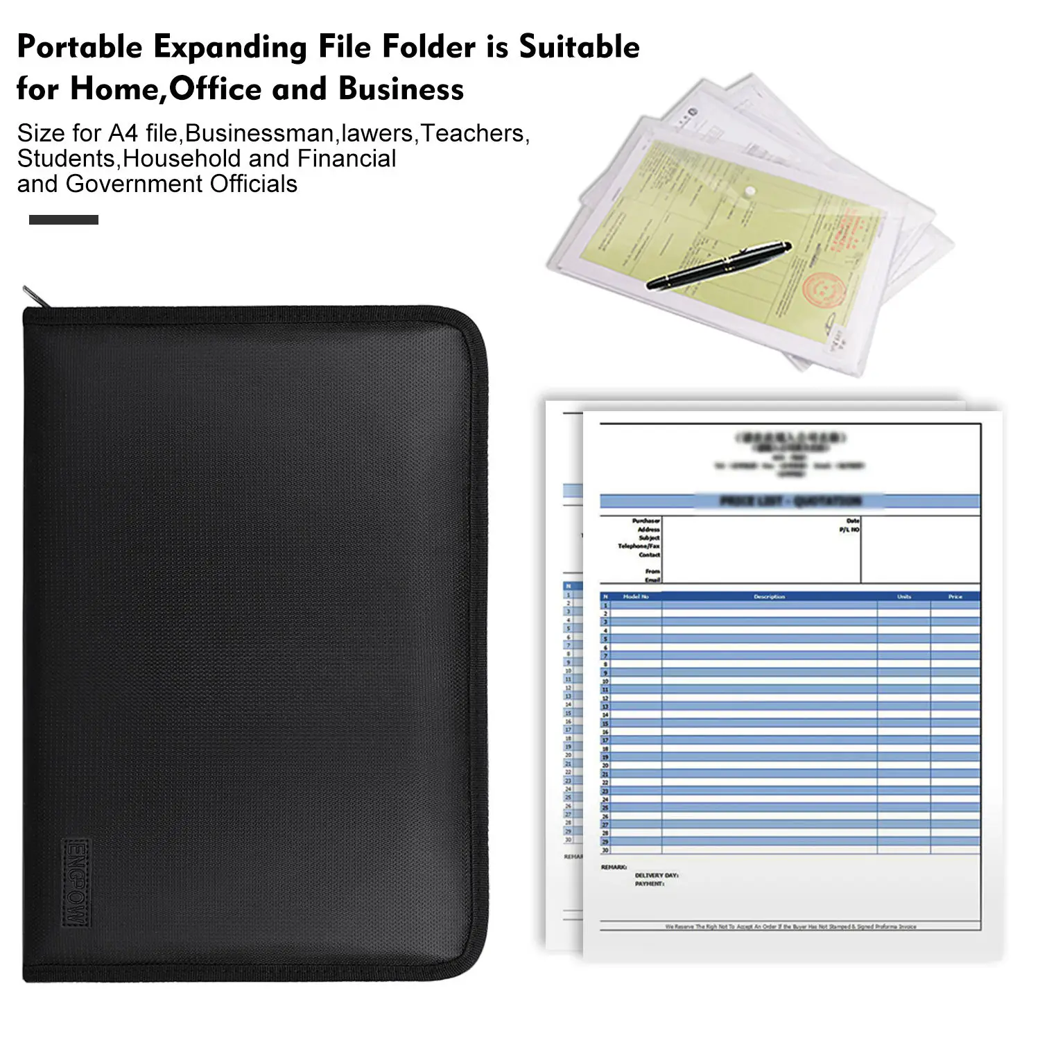 A4 Size Clear Expanding Folders With Cover 12-pocket Desktop Document ...