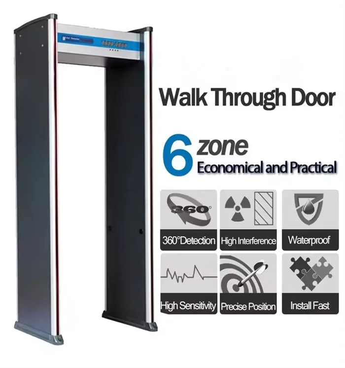 6 Zones Walk through Metal Detector Door for Railway Security