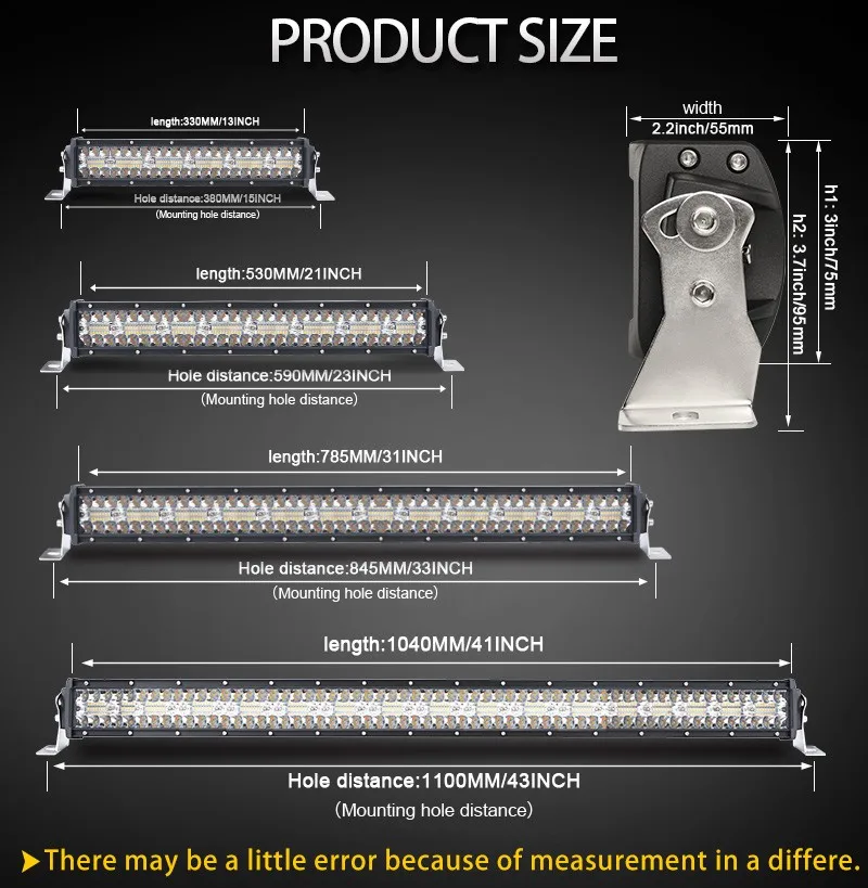Newest Led Strobe 22 32 42'' Inch Driving 3 Rows 4x4 Truck White Amber ...
