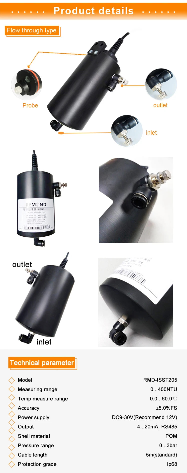 Online Tss Sensor Total Suspended Sludge Concentration Sensor Rs485 ...