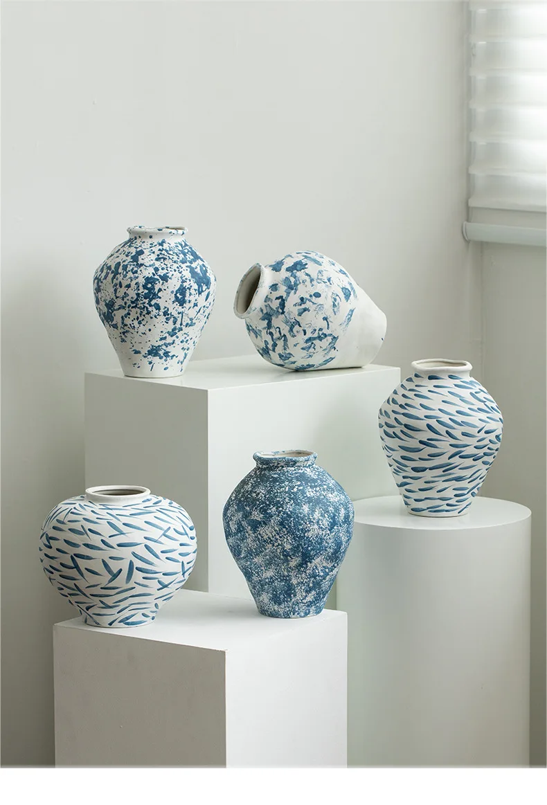 Creative Retro Wabi Sabi Hand-Painted Ceramic Vase High-End Hydroponic ...
