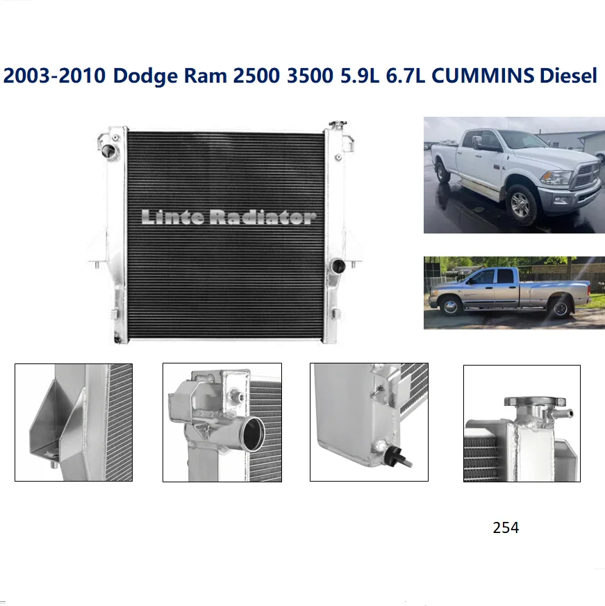 Linte全铝散热器，适用于2003 2010道奇公羊2500 3500 5.9l 6.7l柴油铝散热器 - Buy 铝制散热器,散热器的道奇 ...