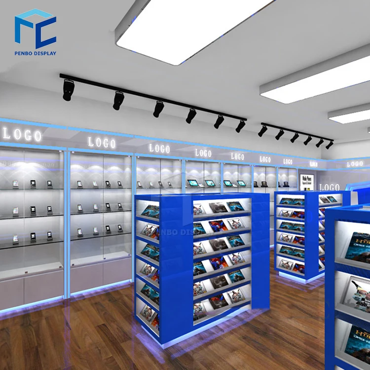 Customized Mobile Phone Shop Interior Design With Display Showcase ...