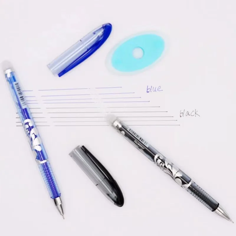 Erasable Gel Pen Set 2 Pens + 10 Refills + 1 Eraser - Black & Blue Ink ...