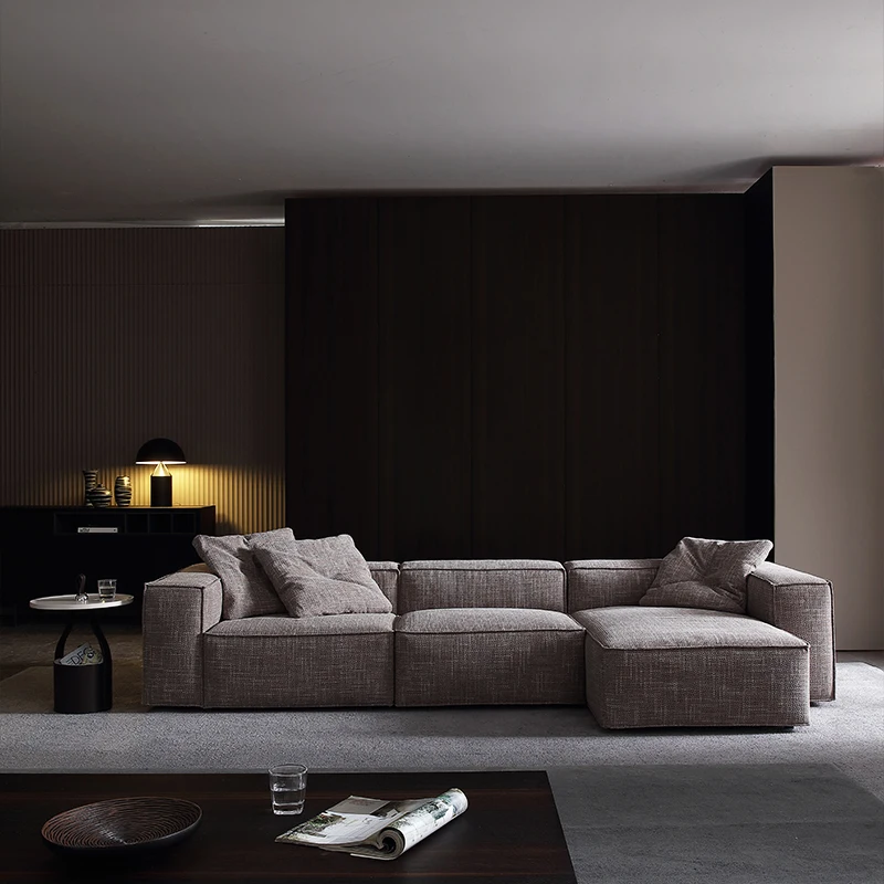 Italian Sofa Sectional L Shape Sofa Set Linen Fabric Designer Cubic ...
