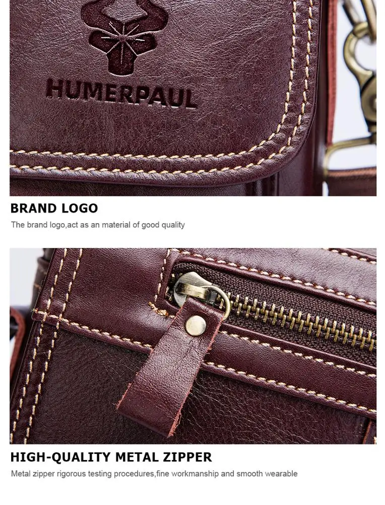 HUMERPAUL Small Genuine Leather Bags for Men High Quality Travel Cross ...