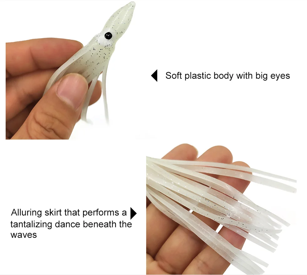 Customized Soft Plastic Trolling Fishing Using Octopus Skirts And Luminous Squids Skirt Fishing ...