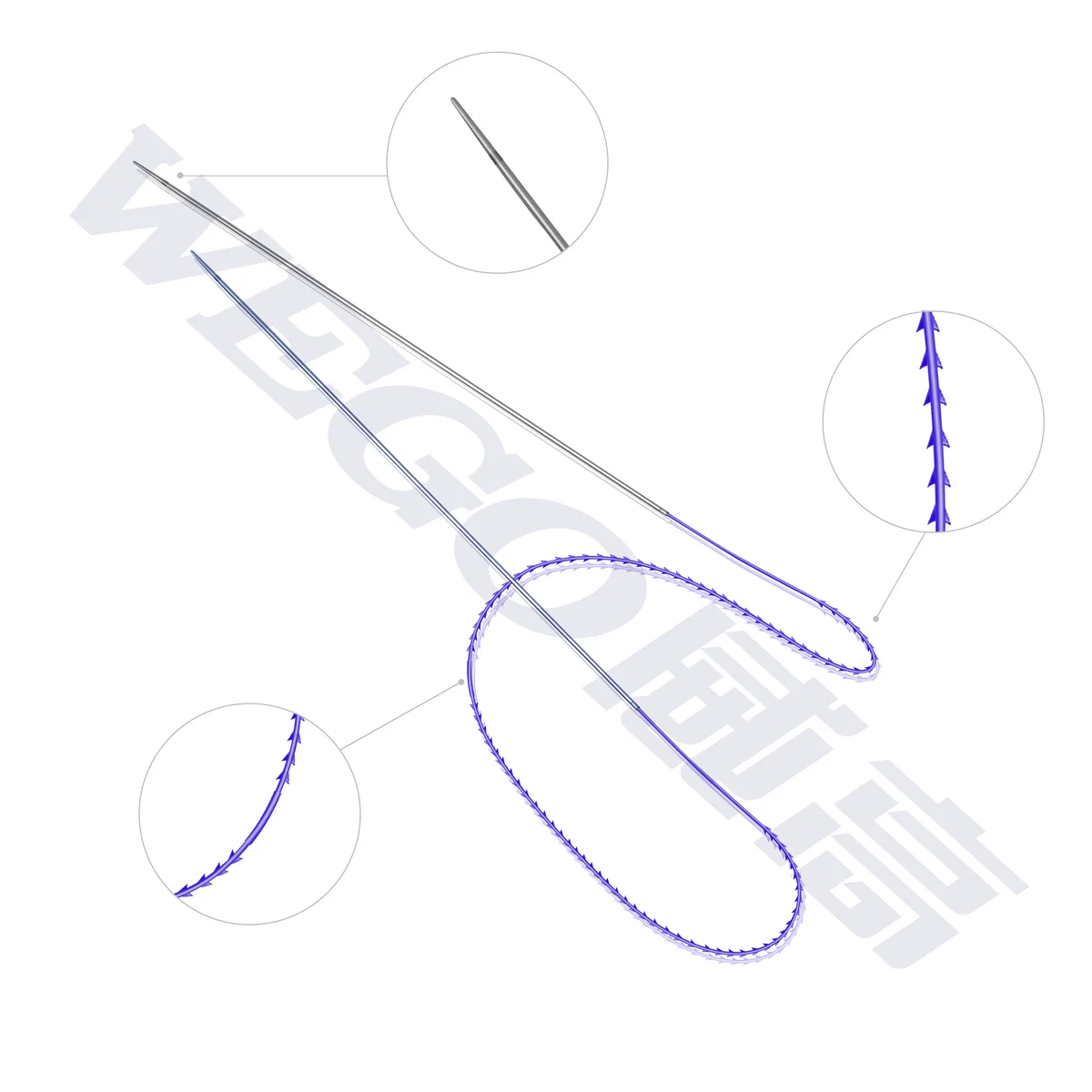 Wego Sutures Nylon 3-0 With Needle 3 Cm Veterinary Suture Needle With ...