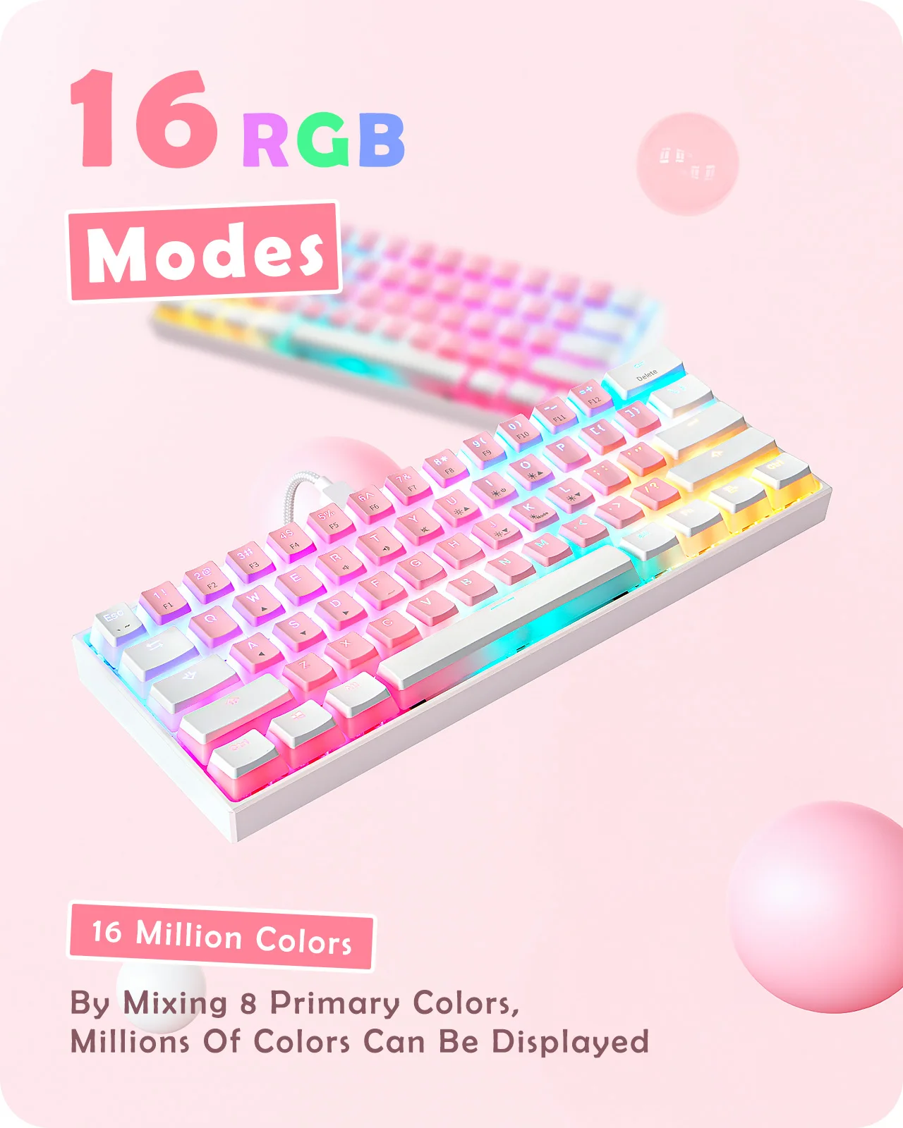 Seenda 61 Pbt Keycaps Mini 60% Mechanical Gaming Keyboard With ...