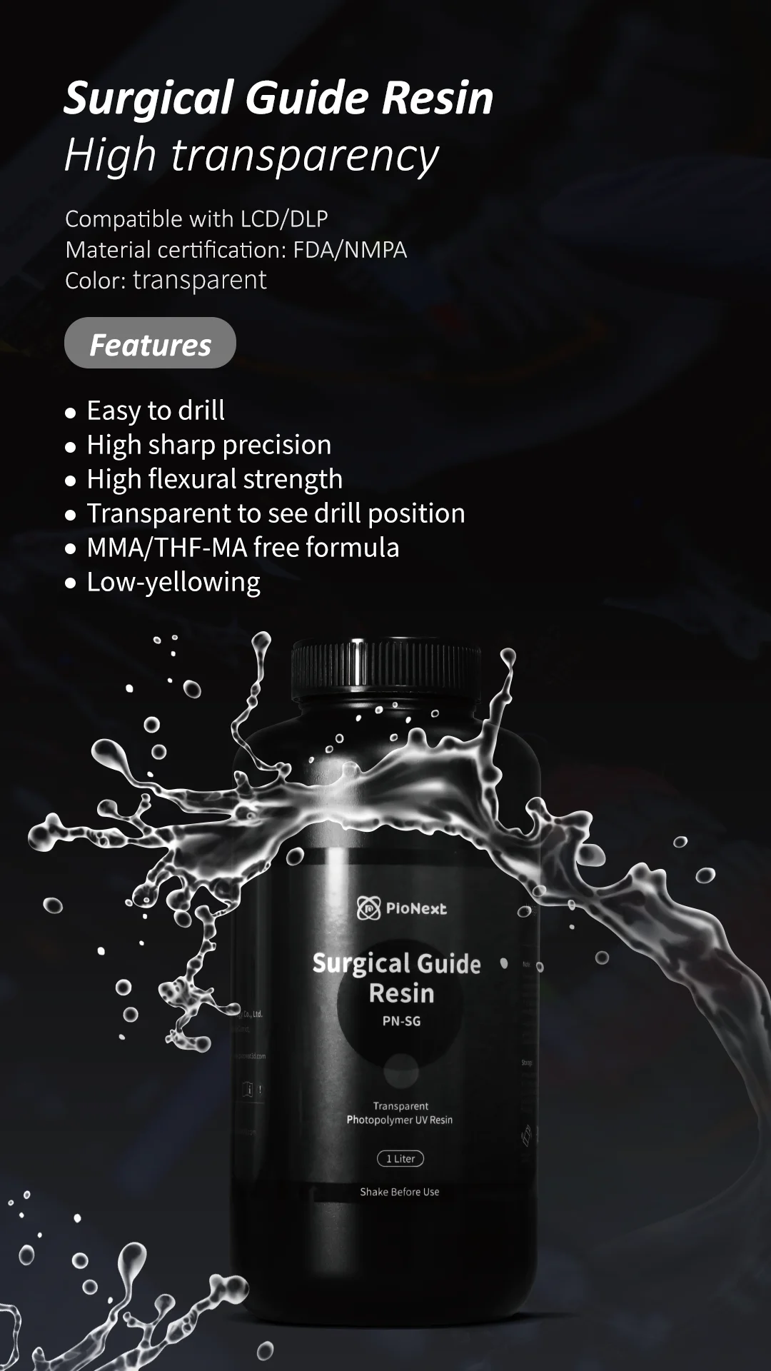 Creality- Pionext Surgical Guide Resin Pn-sg,Curing Light 3d Dental ...