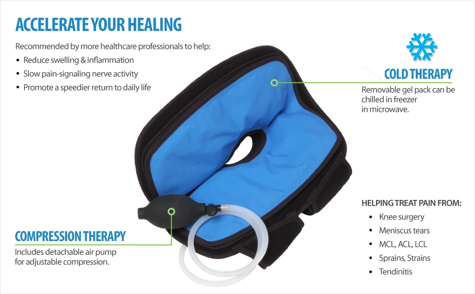 Cryo Pneumatic Knee Brace Knee Wrap Cold Compression With Cold Gel ...