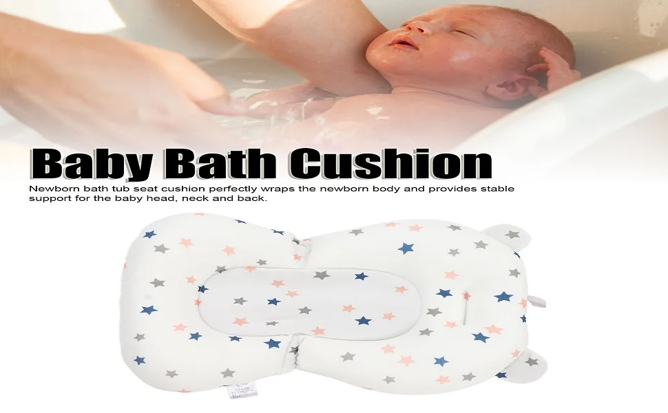 Adjustable White Stars Floating Baby Bath Seat Cushion Newborn Soft ...