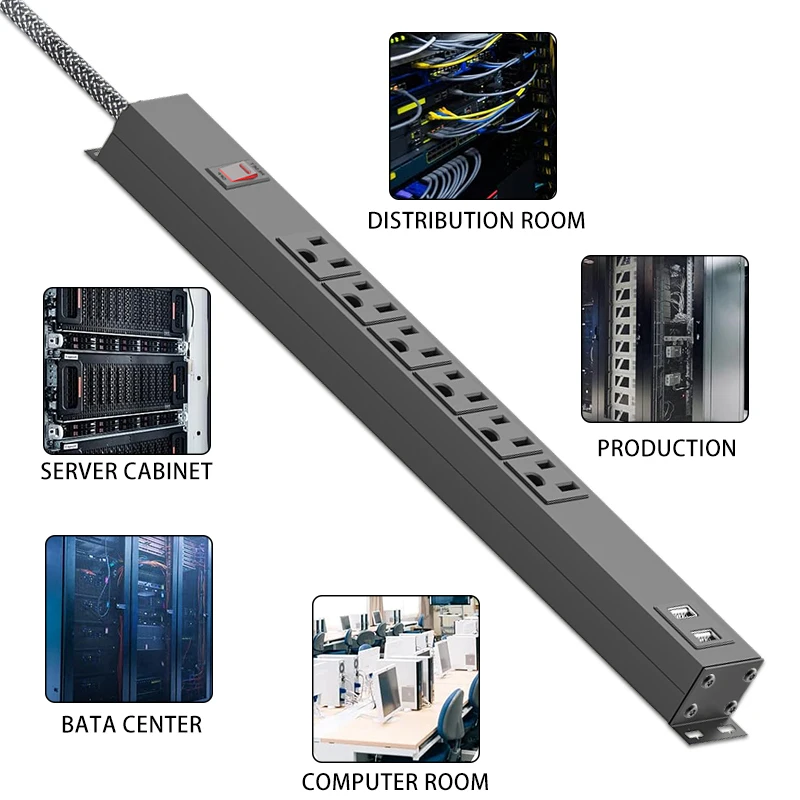 PDU Power Strip Socket 19" Rack Outlet with USB - High Quality