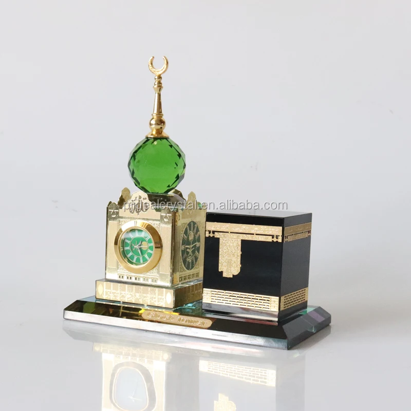 Islamic Crystal Kaaba Design with Clock Tower Model Set