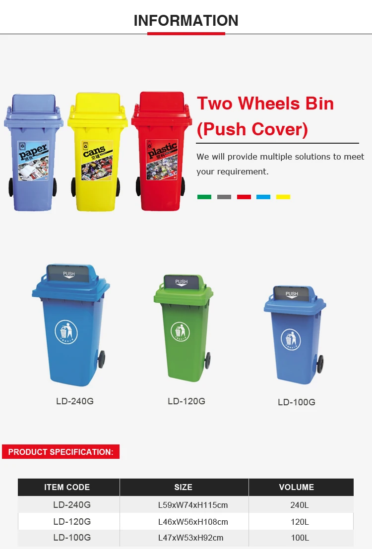 240 Liter Outdoor Plastic Garbage Dustbin - Sustainable