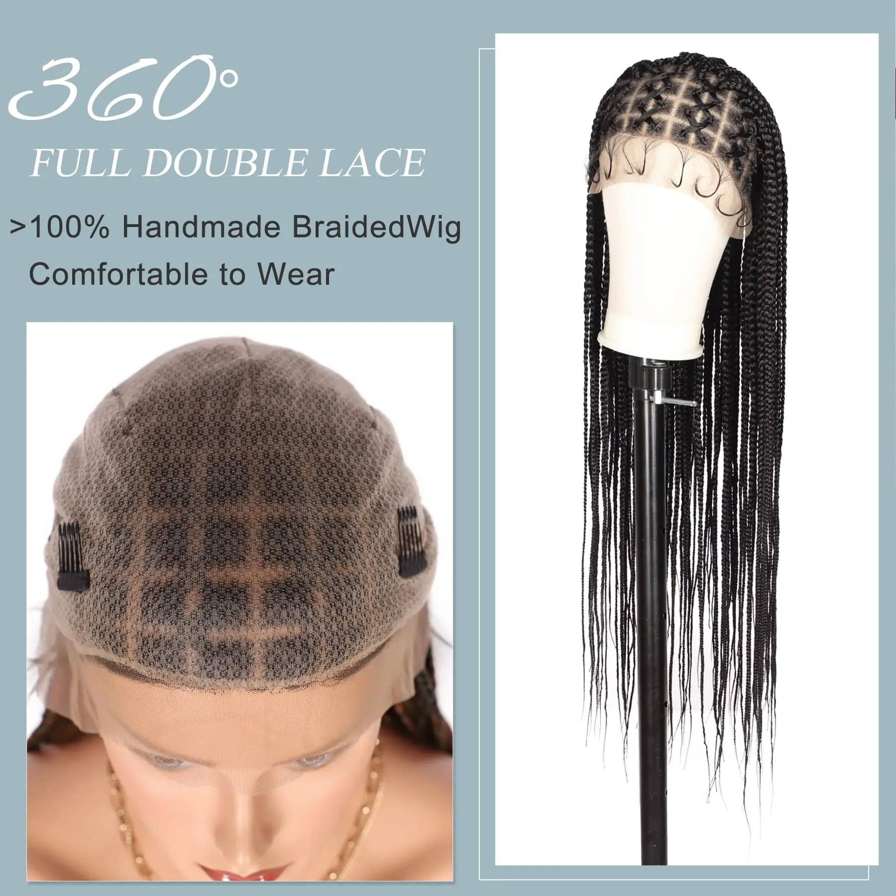 Cross Knotless Box Braided Wigs with Baby Hair 36" Cornrow Lace Front ...